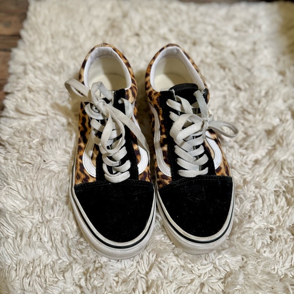 Vans | Shoes | Vans Leopard Print And Black Sneakers | Poshmark